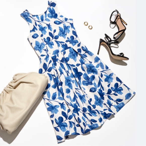 Gilli | Dresses | Gilli Floral Sleeveless Aline White Blue Dress | Poshmark